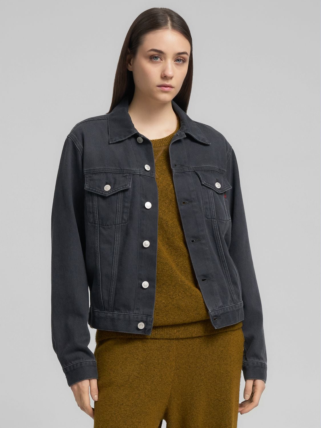 dark grey trucker jacket