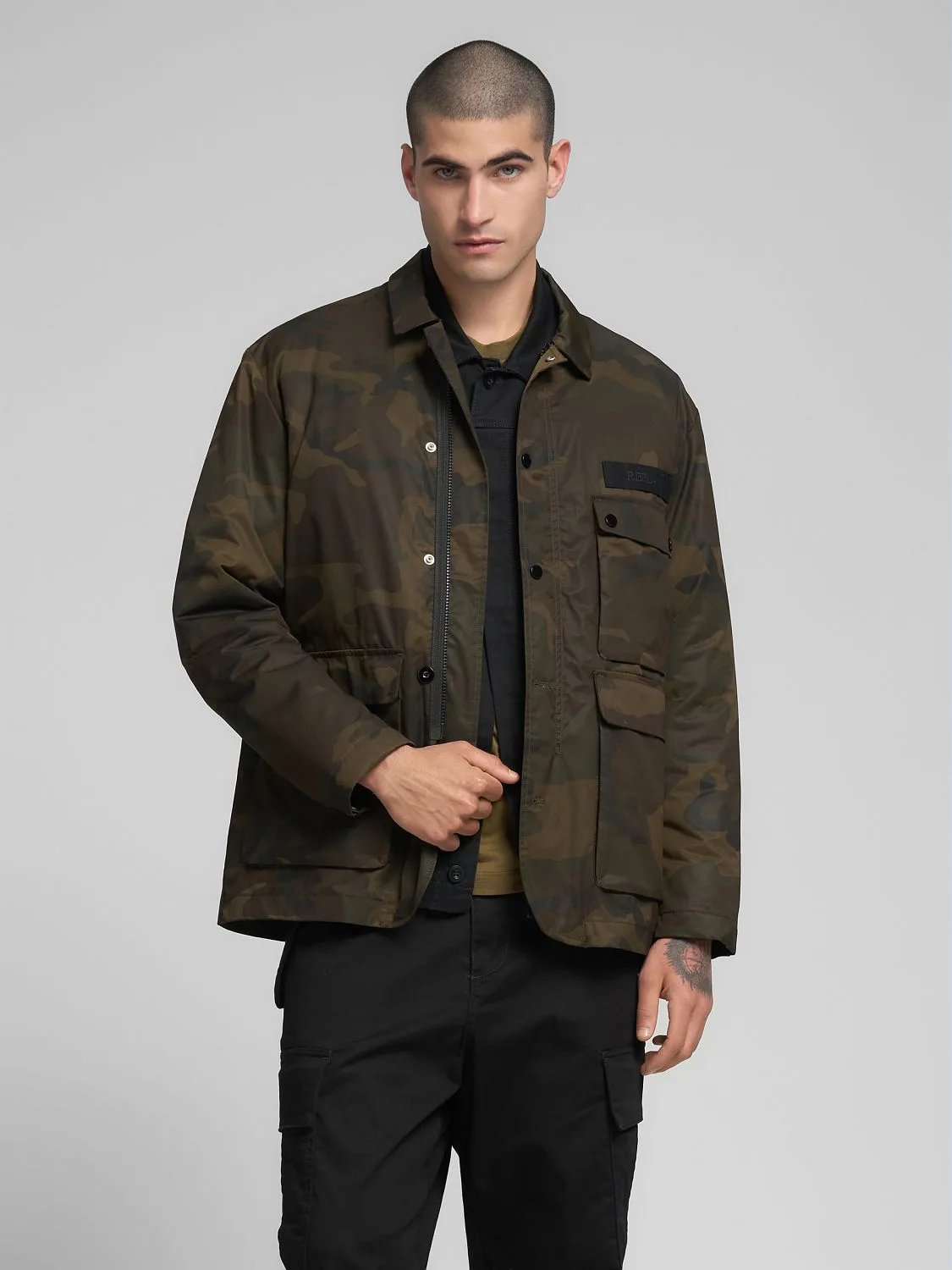 Camouflage twill jacket Brown/black/military camo | Replay Jeans