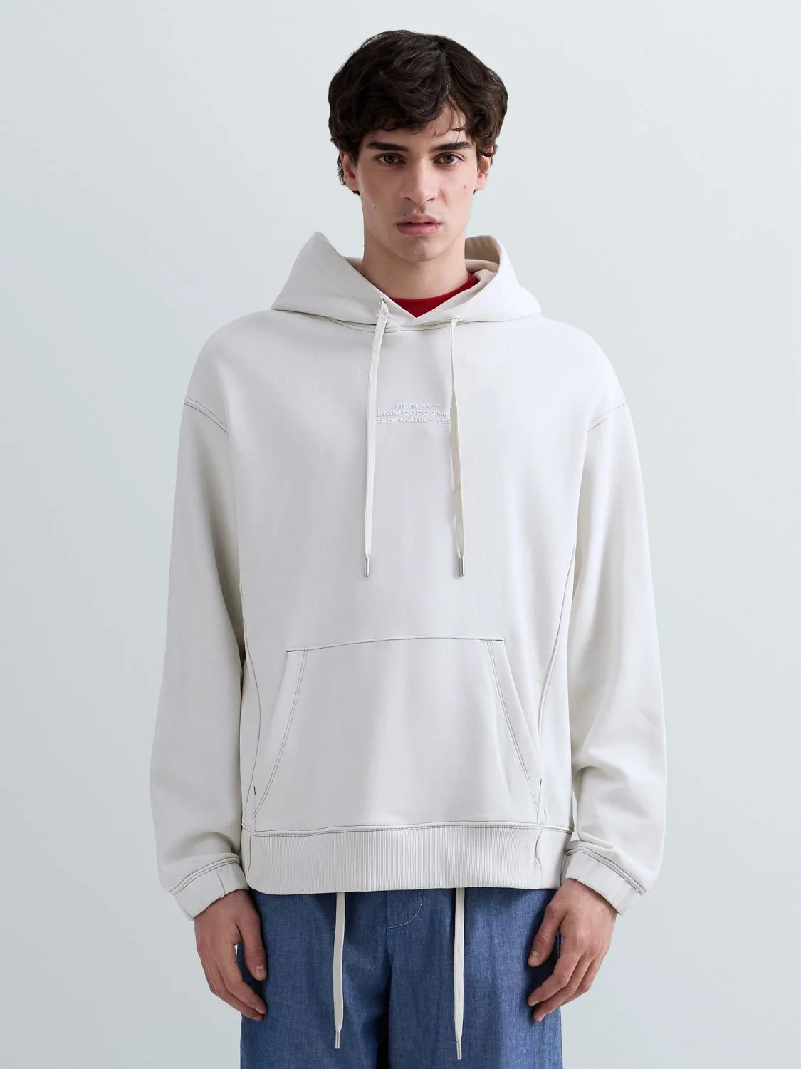 Terry cotton hoody Ivory | Replay Jeans